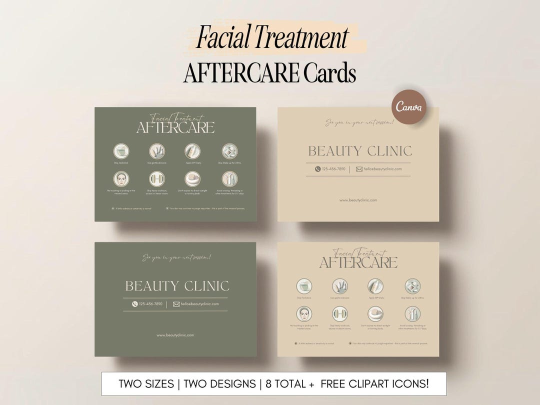 Facial Treatment Aftercare Card Template Printable Face Treatment Post ...