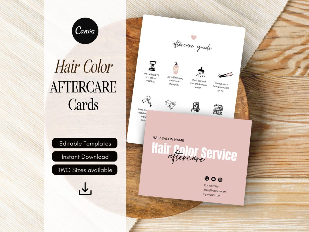 Hair Color Aftercare Cards Professional Haircare Guide Printable Care ...