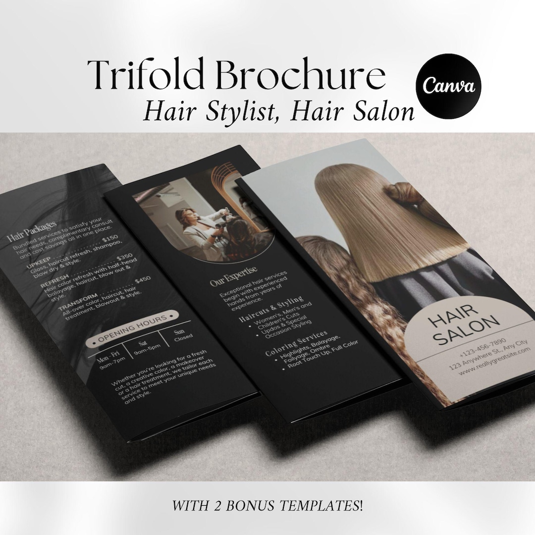 Hair Trifold Brochure Template, Hair Stylist Trifold Brochure ...