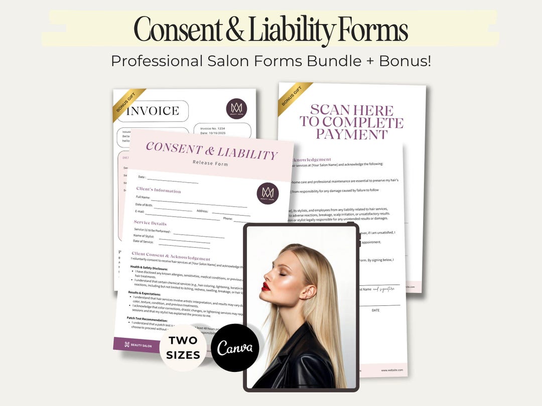 Client Consent Form Hairstylist Liability Waiver Esthetician Consent ...