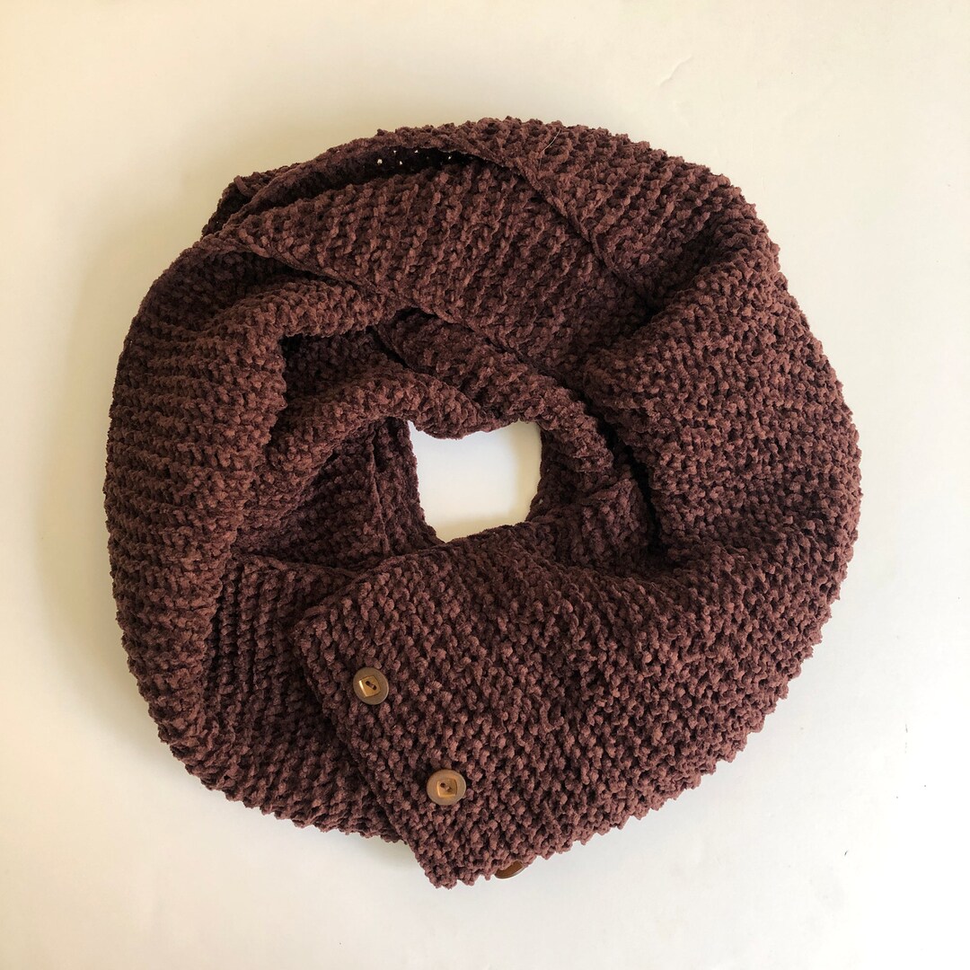 Dark Chocolate Brown Textured Knit Scarf - Convertible Infinity Scarf ...