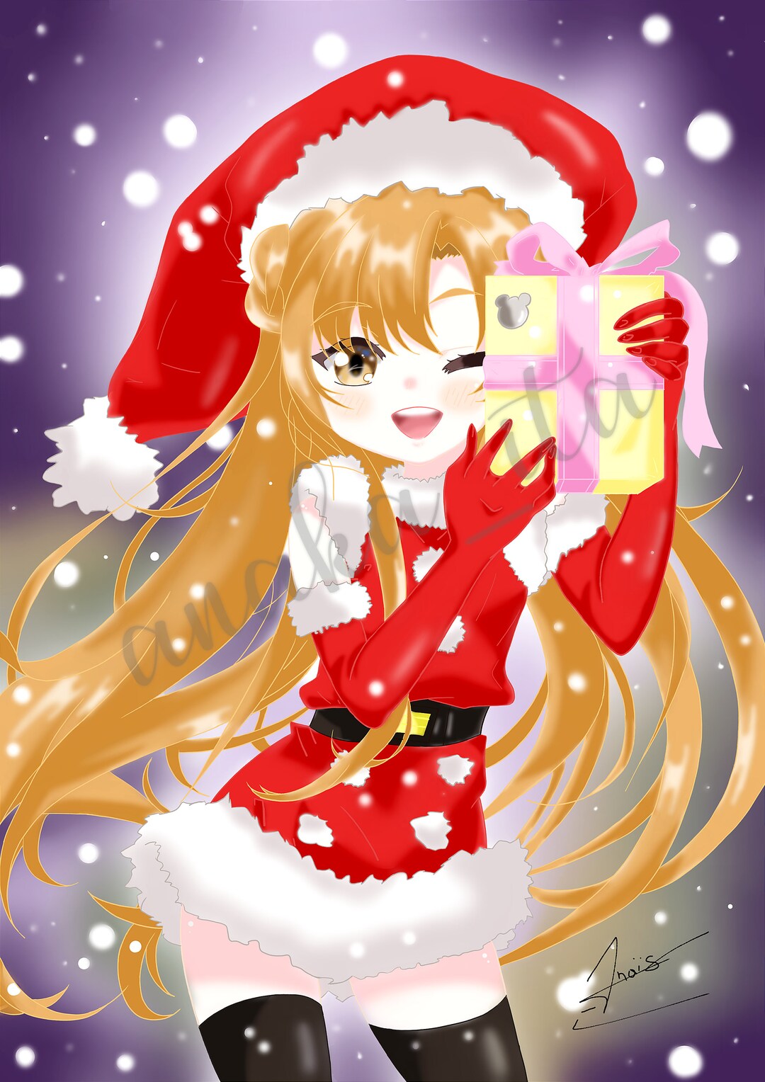 Print Yuuki Asuna Christmas Outfit sword Art Online - Etsy
