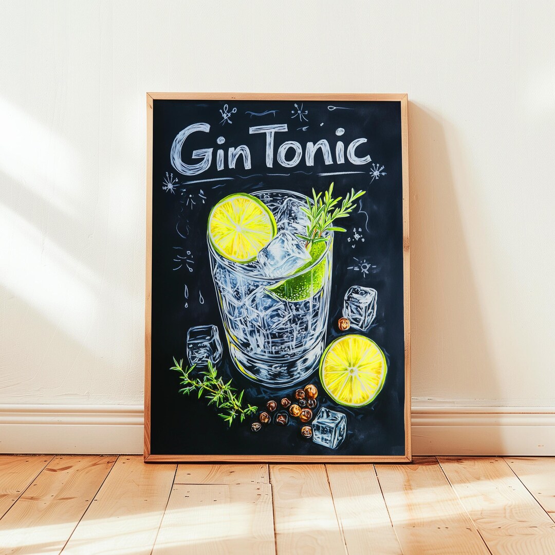 Gin Tonic Poster | Bar Wall Art Decoration Cocktail Poster | Party ...