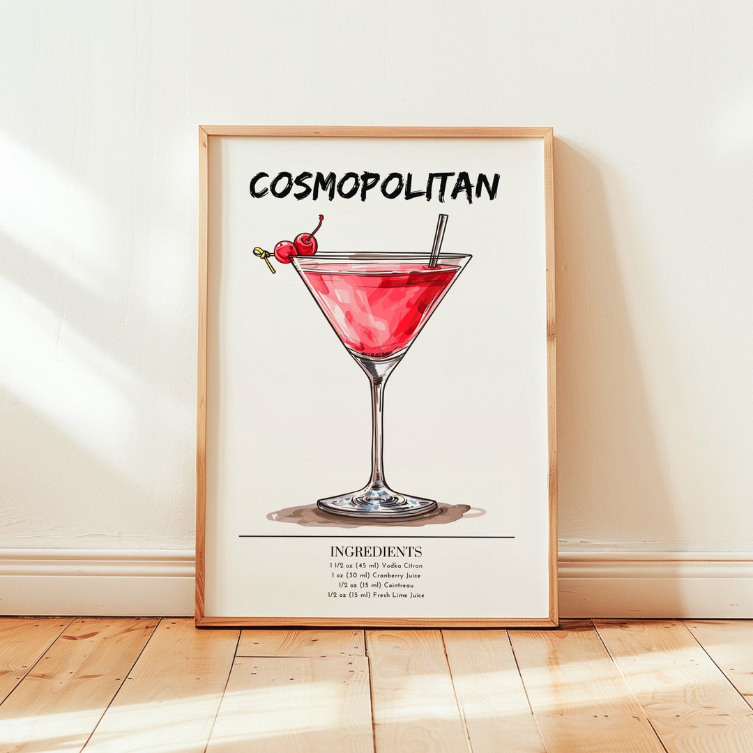 Cosmopolitan Poster Bar Wall Art Decoration Cocktail Poster Party ...