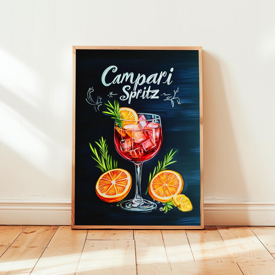 Campari Spritz Poster | Bar Wall Art Decor Cocktail Poster | Party ...