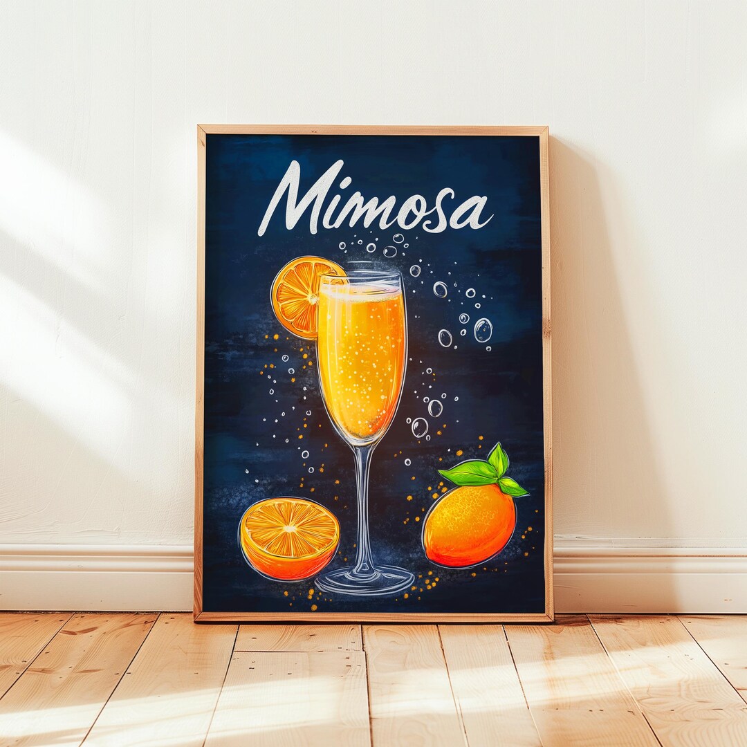 Mimosa Poster | Bar Wall Art Decor Cocktail Poster | Party Signature ...