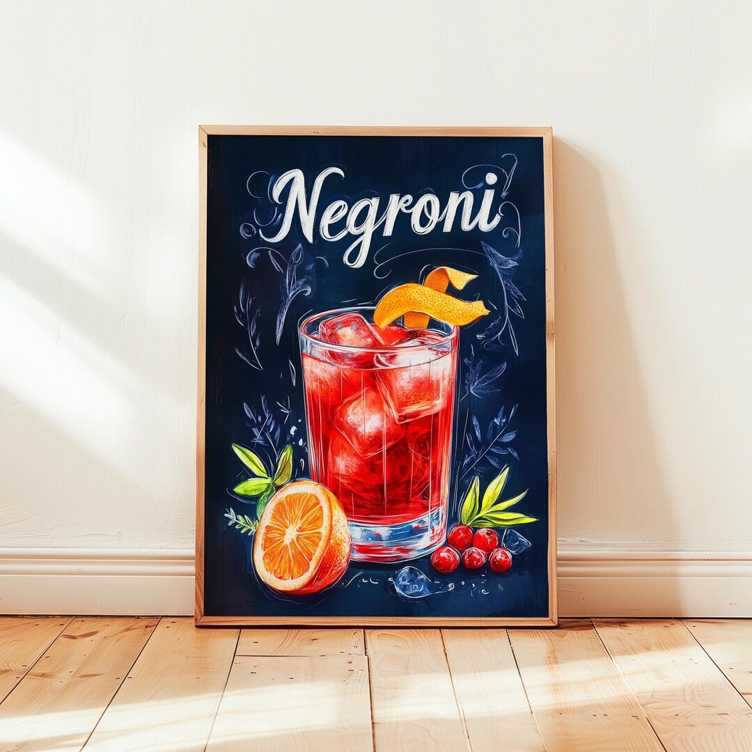 Negroni Poster Bar Wall Art Decoration Cocktail Poster Party Signature ...