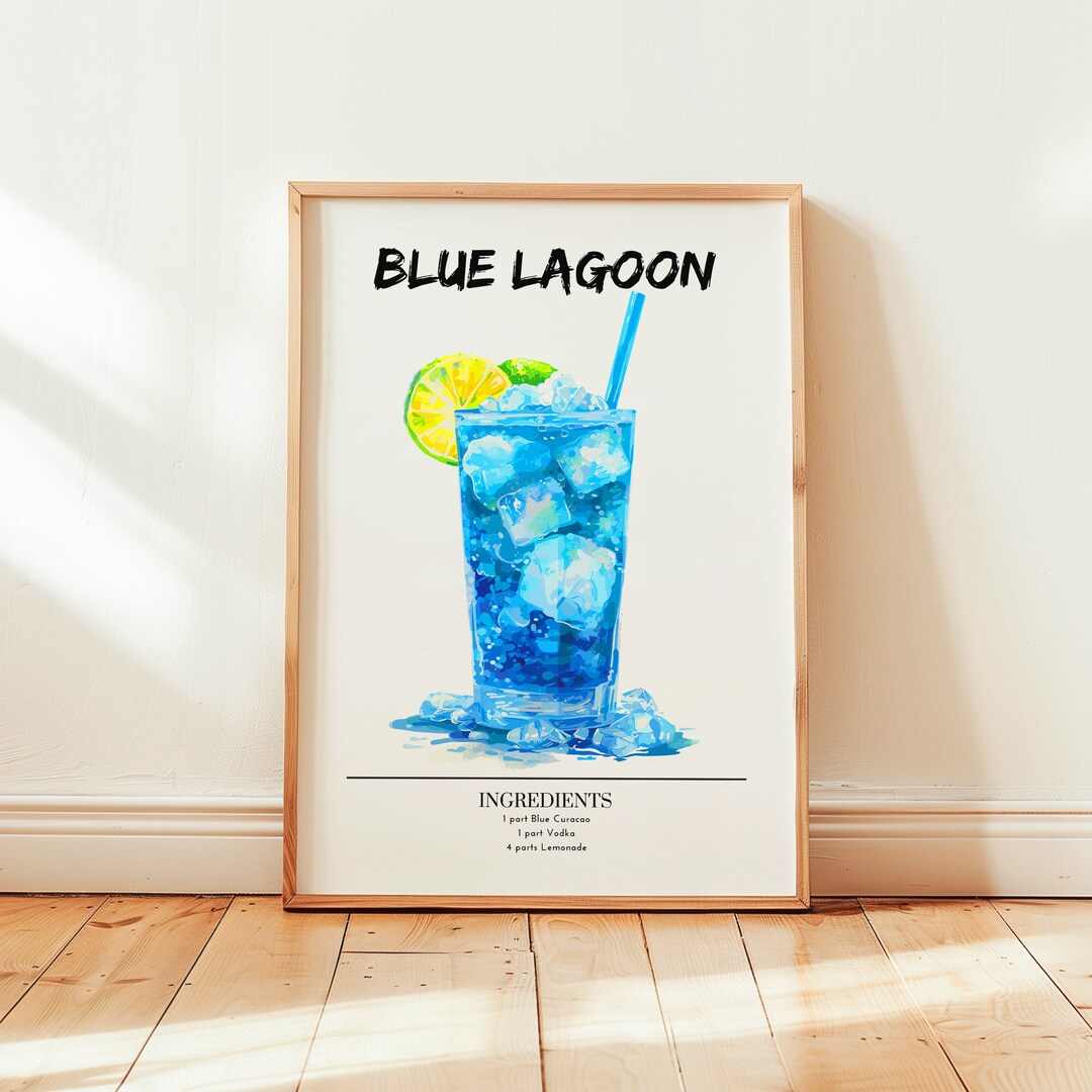 Blue Lagoon Poster Bar Wall Art Decoration Cocktail Poster Party ...