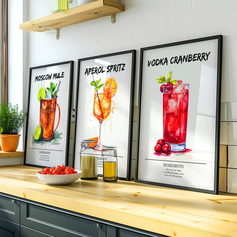 Vodka Cranberry Poster | Bar Wall Art Decor Cocktail Poster | Party ...