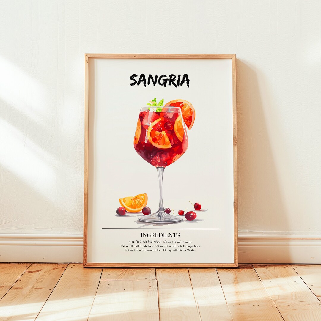 Sangria Poster Bar Wall Art Decoration Cocktail Poster Party Signature ...