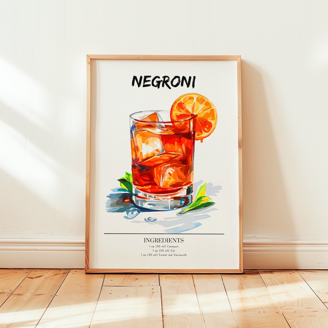 Negroni Poster Bar Wall Art Decoration Cocktail Poster Party Signature ...