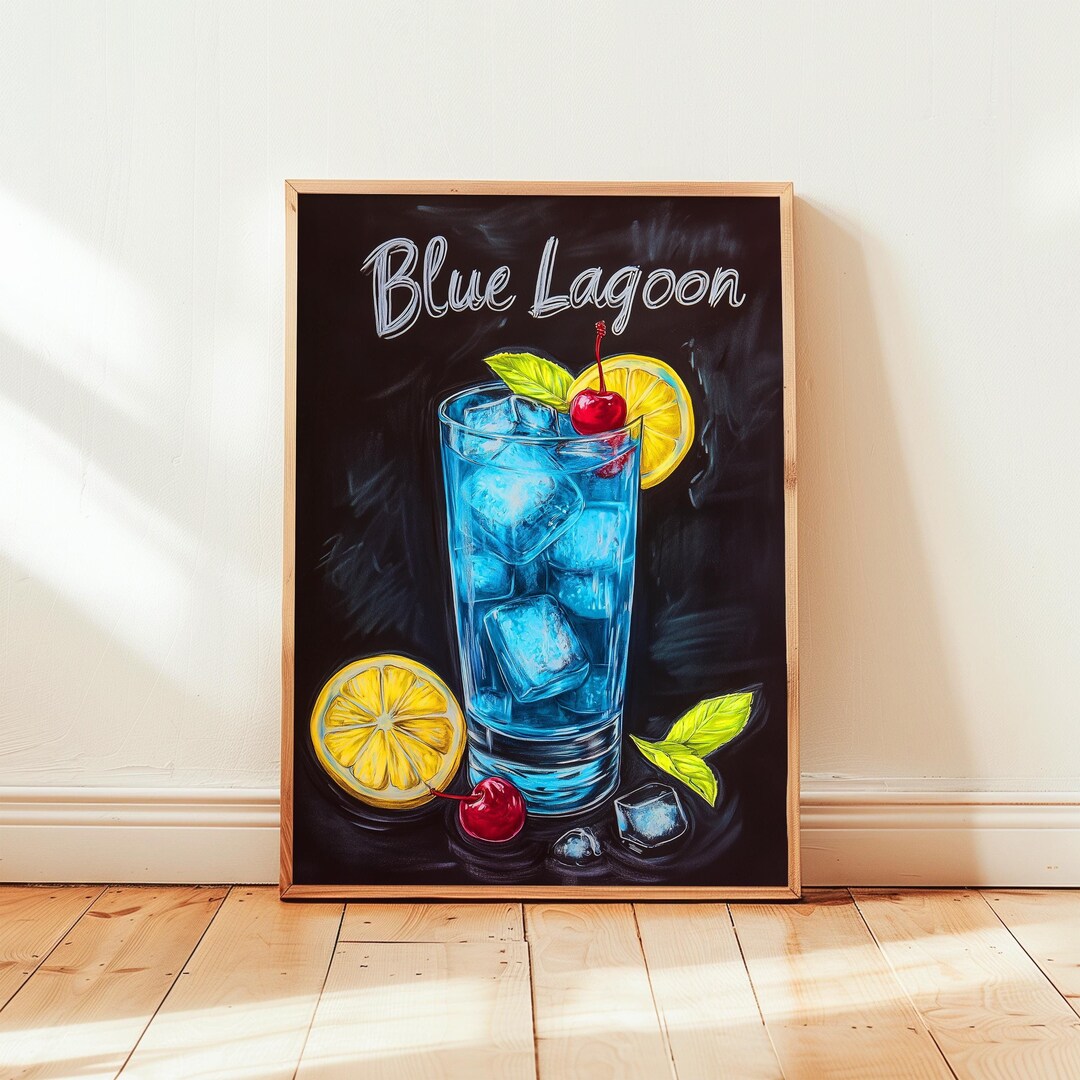 Blue Lagoon Poster Bar Wall Art Decoration Cocktail Poster Party ...