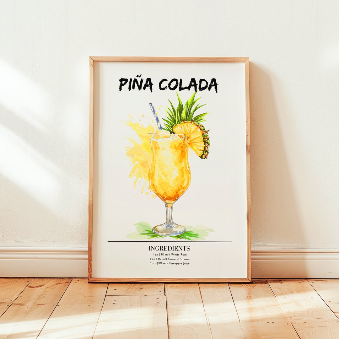 Pina Colada Poster Bar Wall Art Decoration Cocktail Poster Party ...