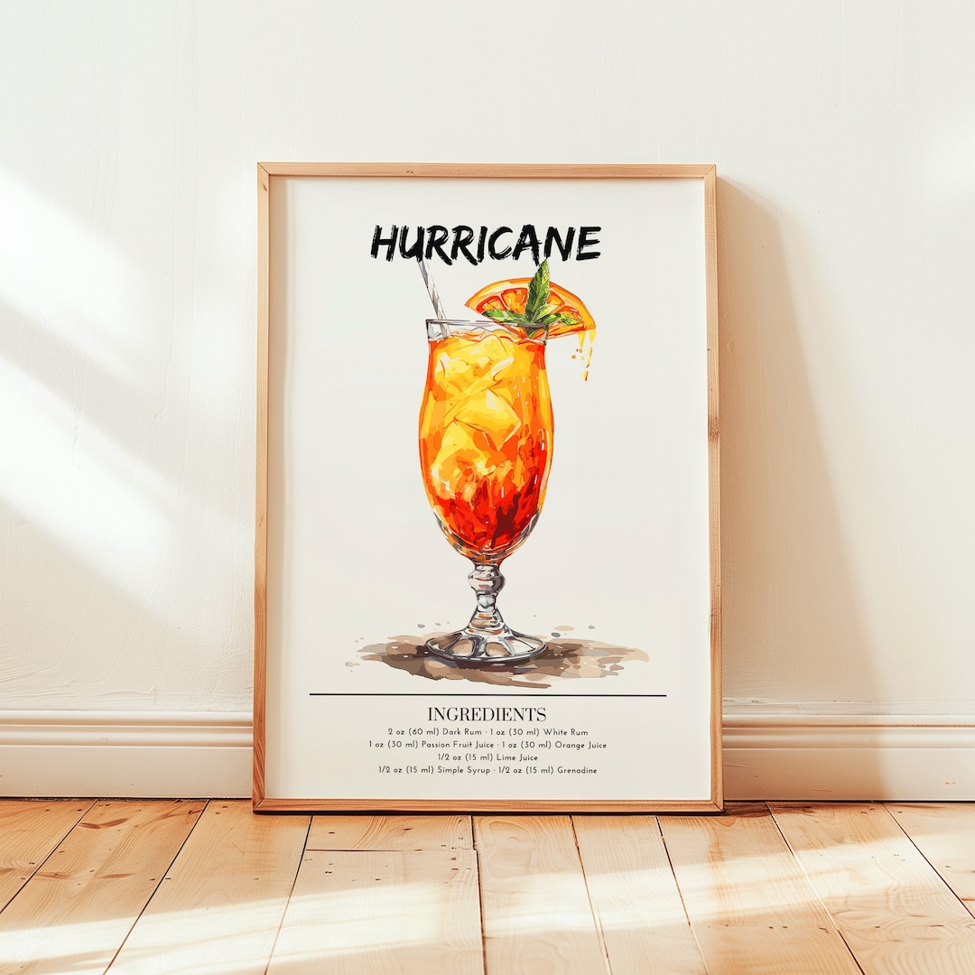 Hurricane Poster Bar Wall Art Decoration Cocktail Poster Party ...