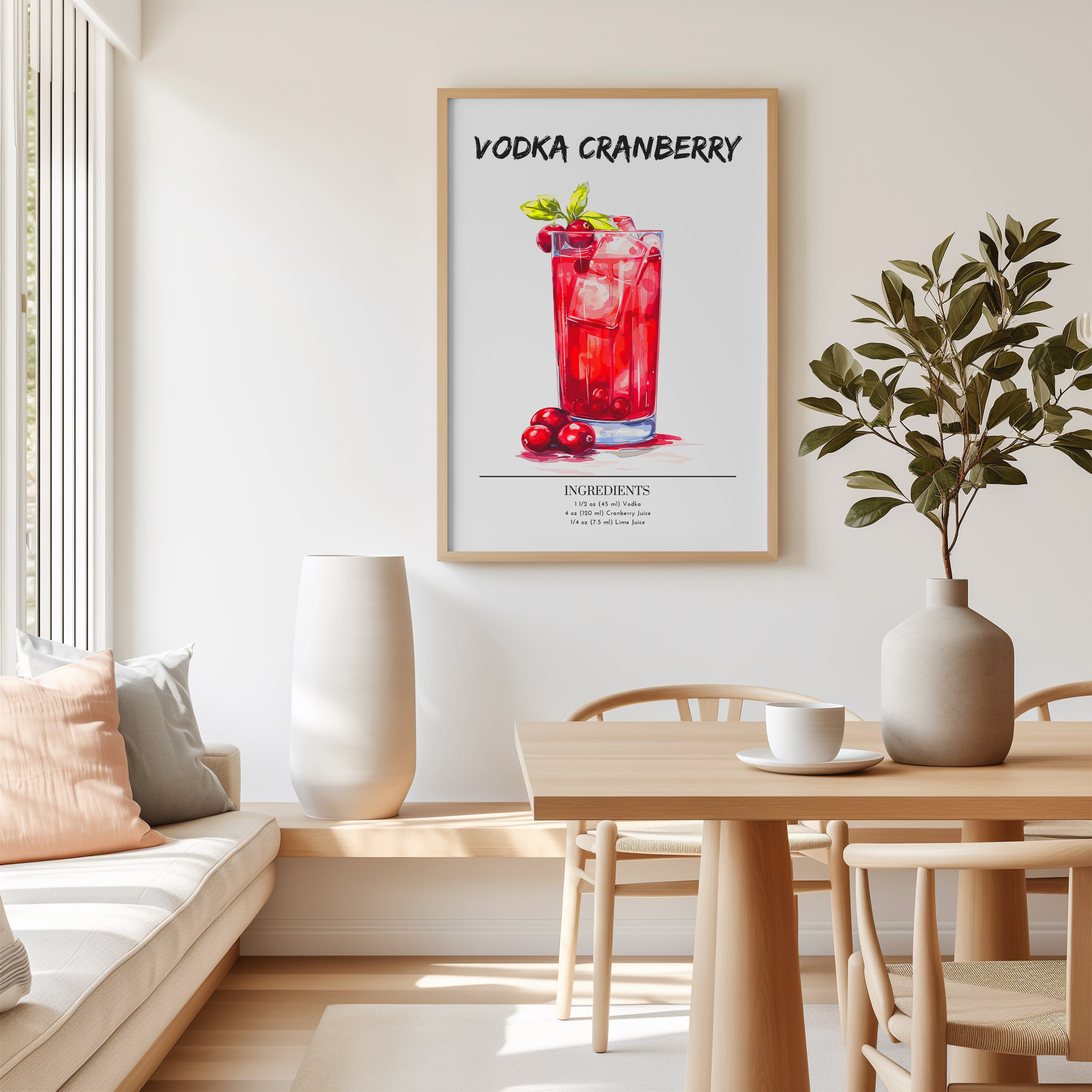 Vodka Cranberry Poster | Bar Wall Art Decor Cocktail Poster | Party ...