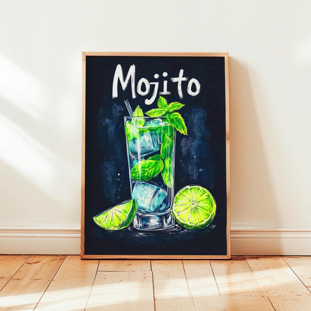 Mojito Poster | Bar Wall Art Decoration Cocktail Poster | Party ...
