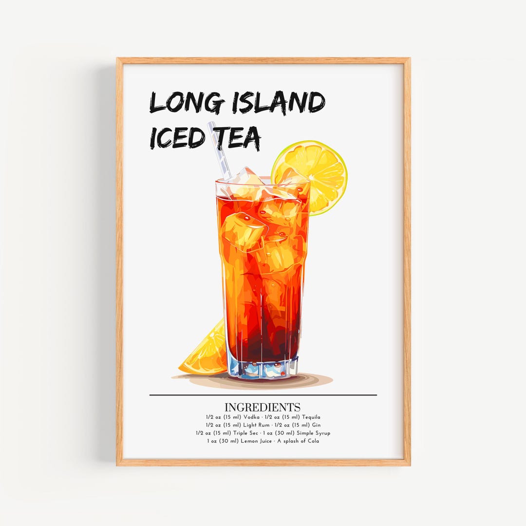 Long Island Iced Tea Poster | Bar Wall Art Decoration Cocktail Poster ...