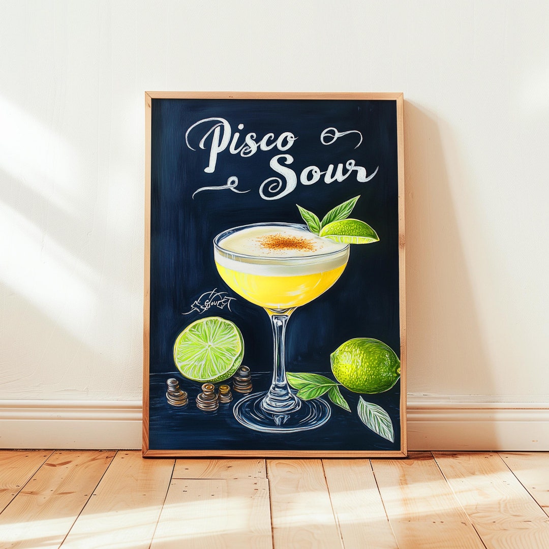 Pisco Sour Poster | Bar Wall Art Decor Cocktail Poster | Party ...