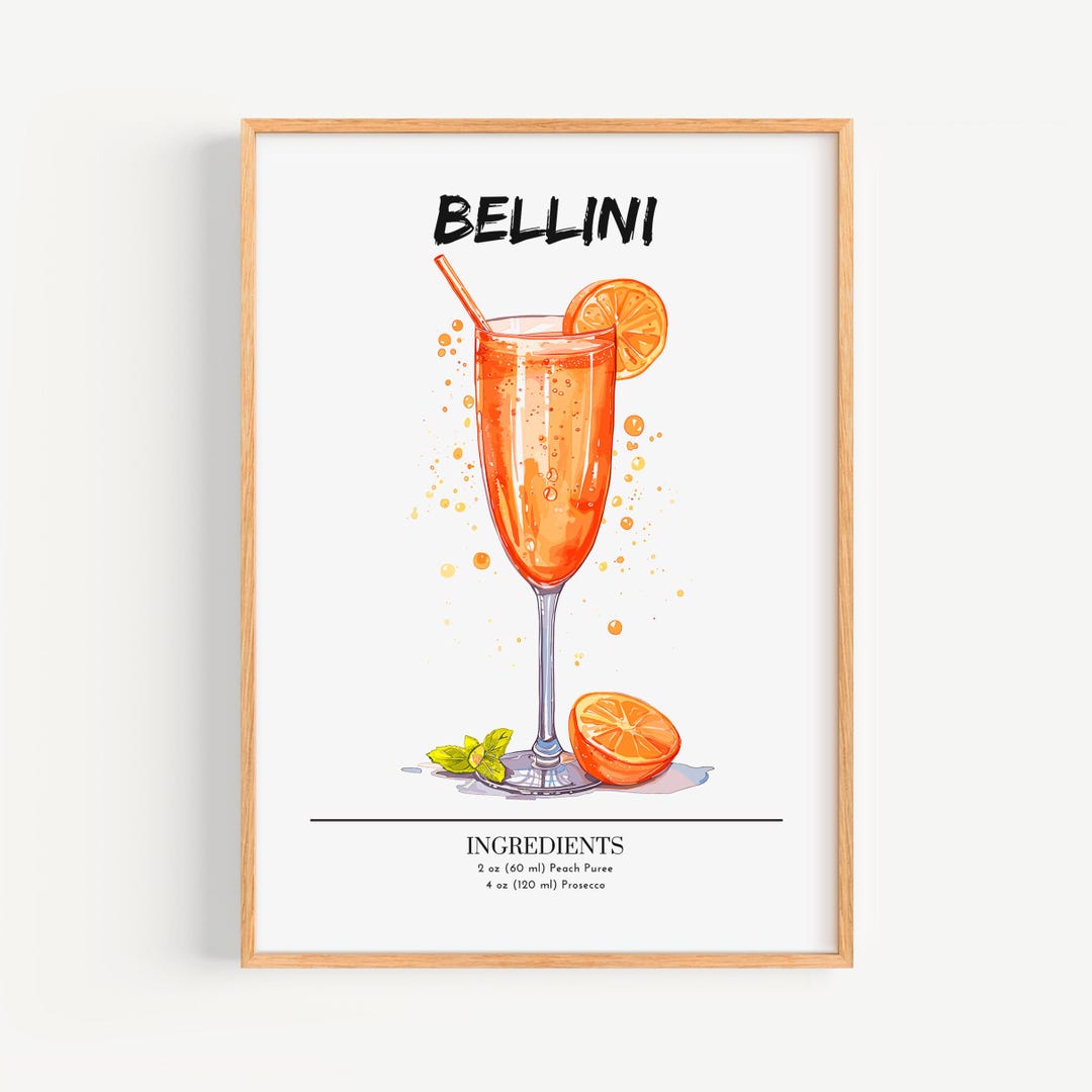 Bellini Poster | Bar Wall Art Decor Cocktail Poster | Party Signature ...