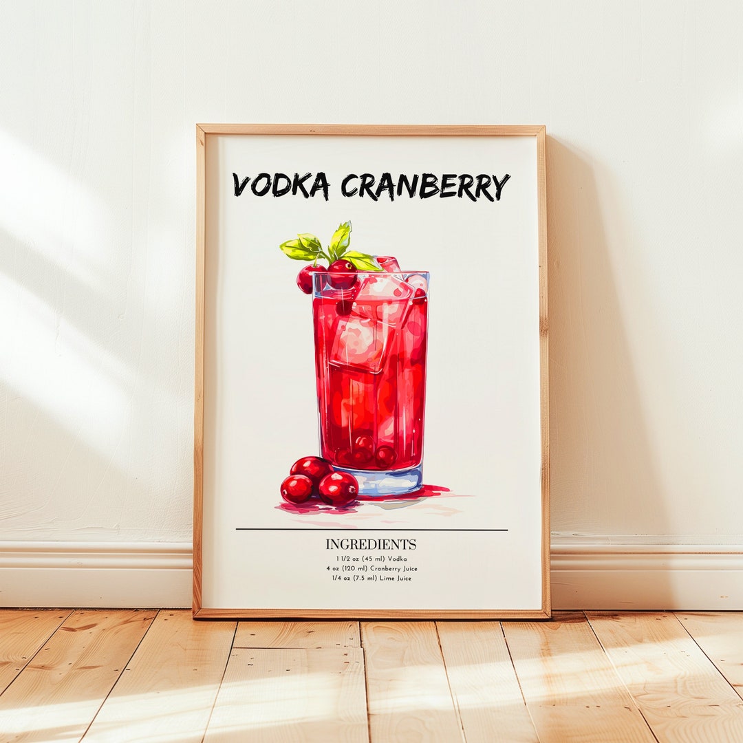 Vodka Cranberry Poster Bar Wall Art Decoration Cocktail Poster Party ...