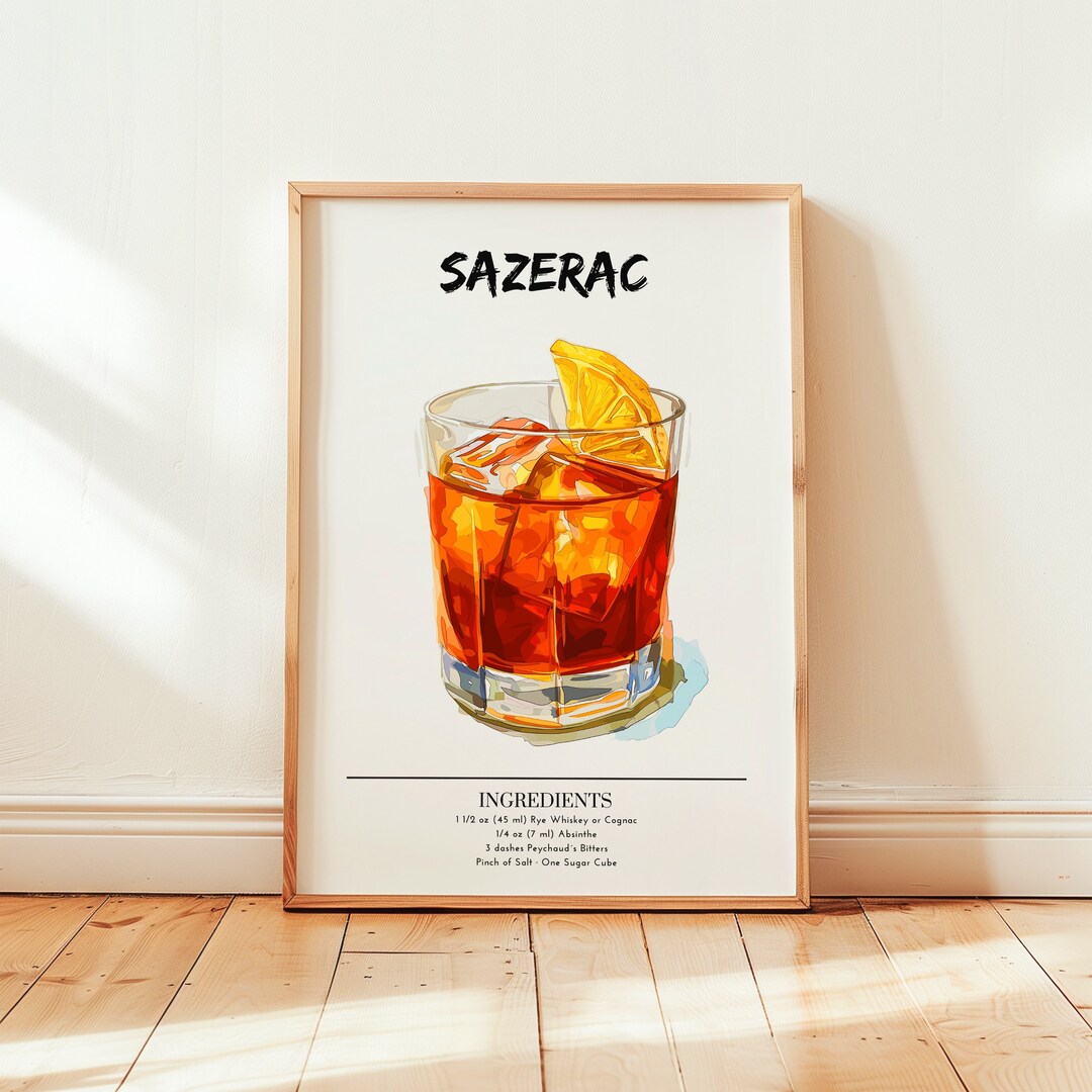 Sazerac Poster Bar Wall Art Decoration Cocktail Poster Party Signature ...