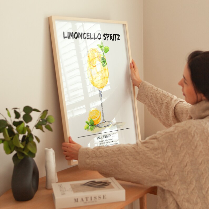 Limoncello Spritz Poster | Bar Wall Art Decor Cocktail Poster | Party ...