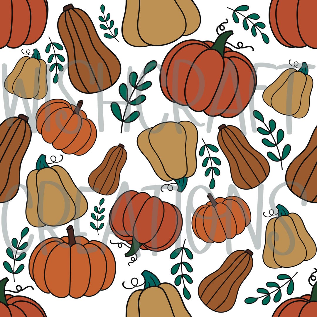 Fall Pumpkin Seamless Pattern, Cute Fall Pattern, Seamless Pattern for ...