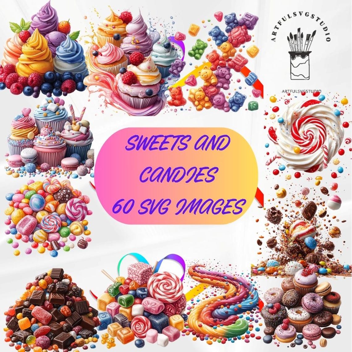 Sweet Svg Bundle, Dessert Svg, Dessert Clipart, Sweets Clipart, Cut ...
