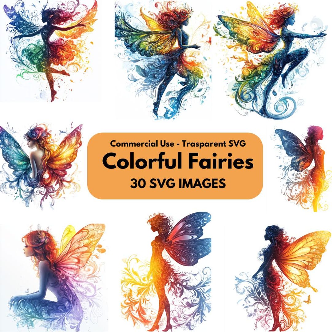 Fairy Designs Svg Bundle, Fantasy Svg, Fairies Clipart, Fairy Clipart ...