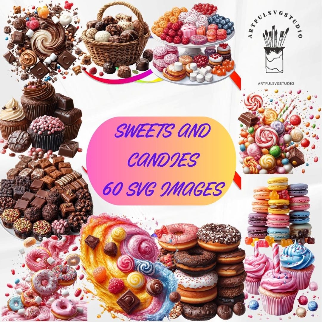 Sweet Svg Bundle, Dessert Svg, Dessert Clipart, Sweets Clipart, Cut ...