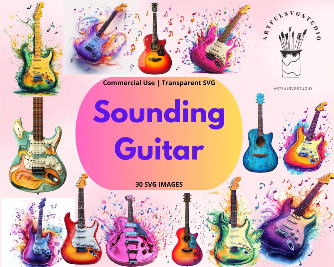 Guitar Design Svg Bundle, Instruments Svg, Guitar Clipart, Instruments ...