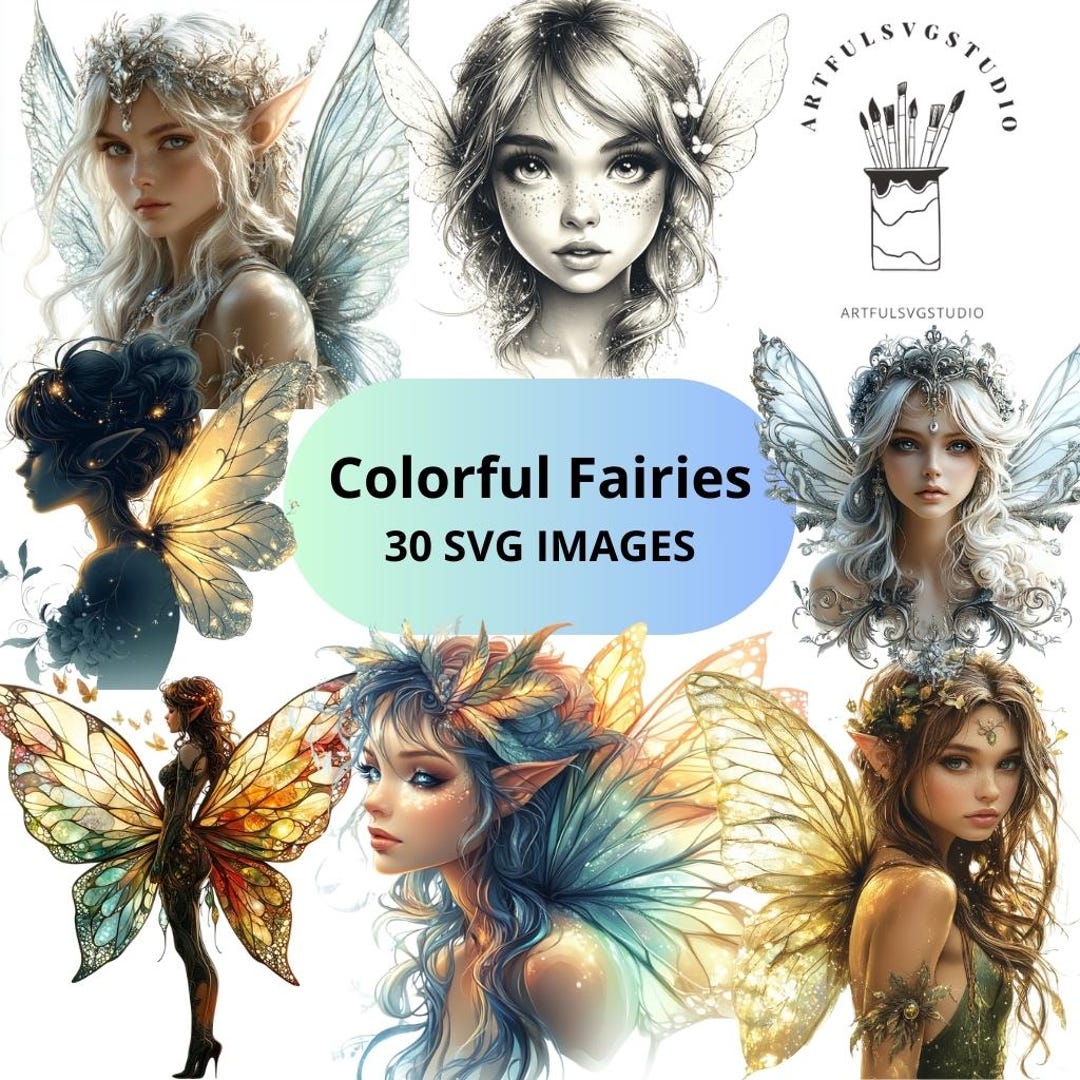 Fairy Designs Svg Bundle, Fantasy Svg, Fairies Clipart, Fairy Clipart ...
