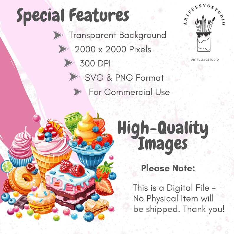 Sweet Svg Bundle, Dessert Svg, Dessert Clipart, Sweets Clipart, Cut ...