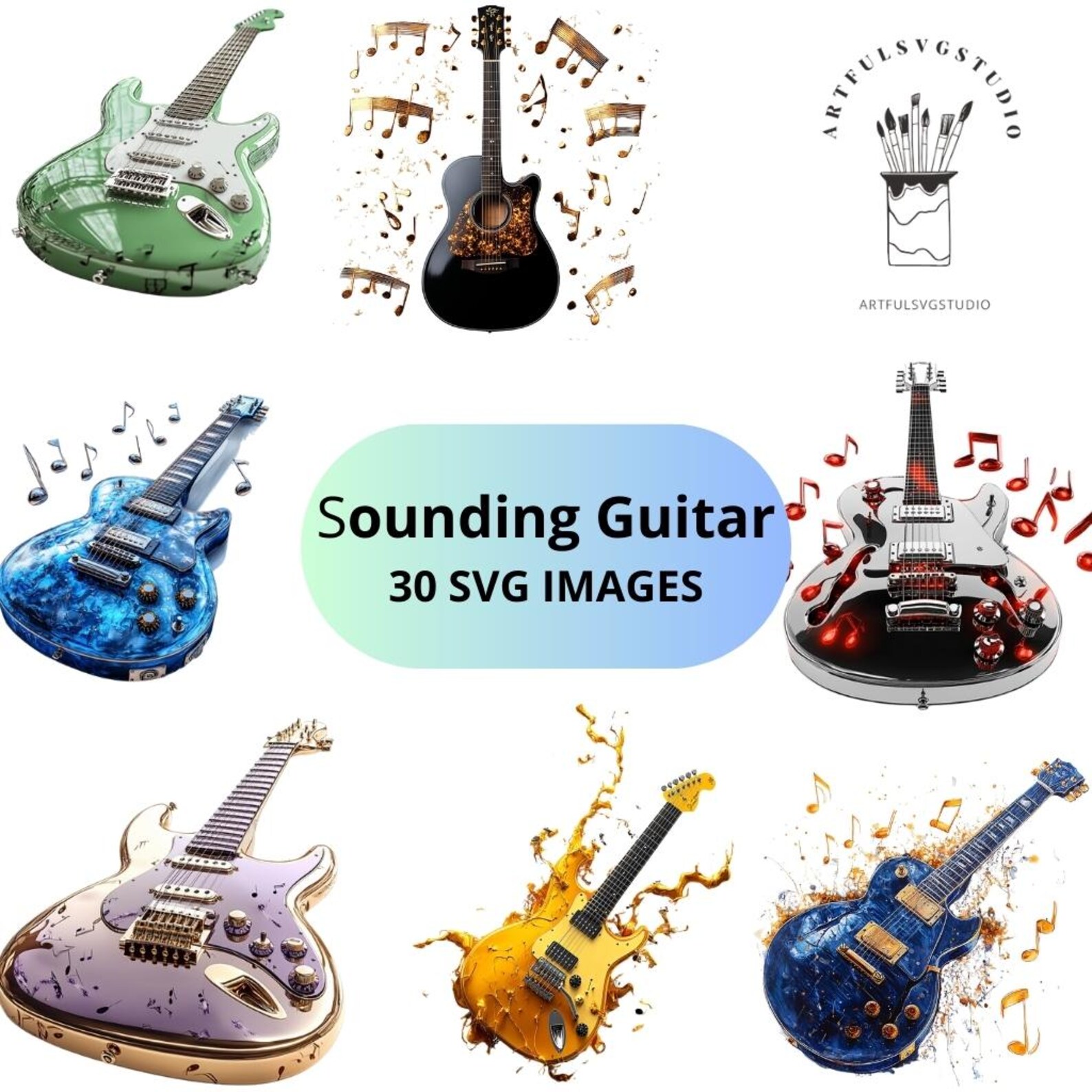 Guitar Design Svg Bundle, Instruments Svg, Guitar Clipart, Instruments ...