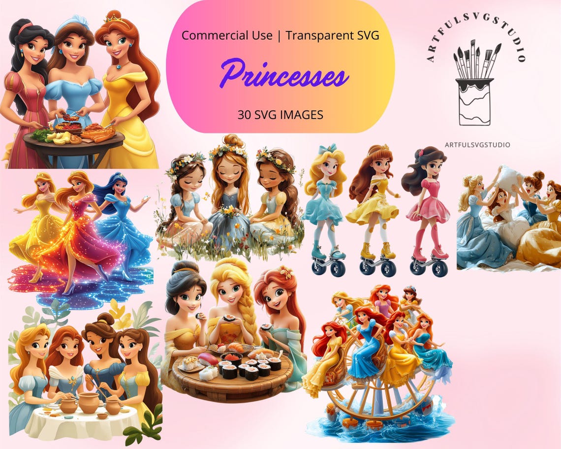 Princess Svg Bundle, Fantasy Svg, Princess Clipart, Fantasy Clipart ...