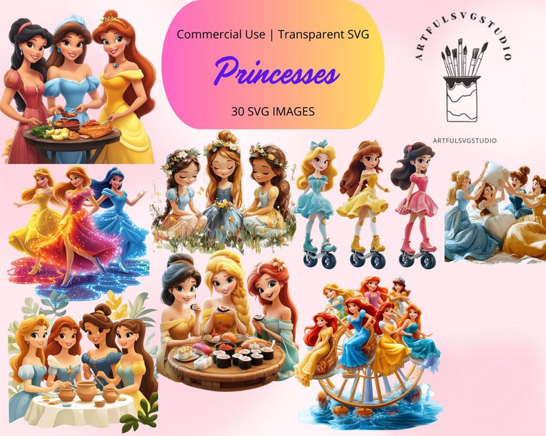 Princess Svg Bundle, Fantasy Svg, Princess Clipart, Fantasy Clipart ...