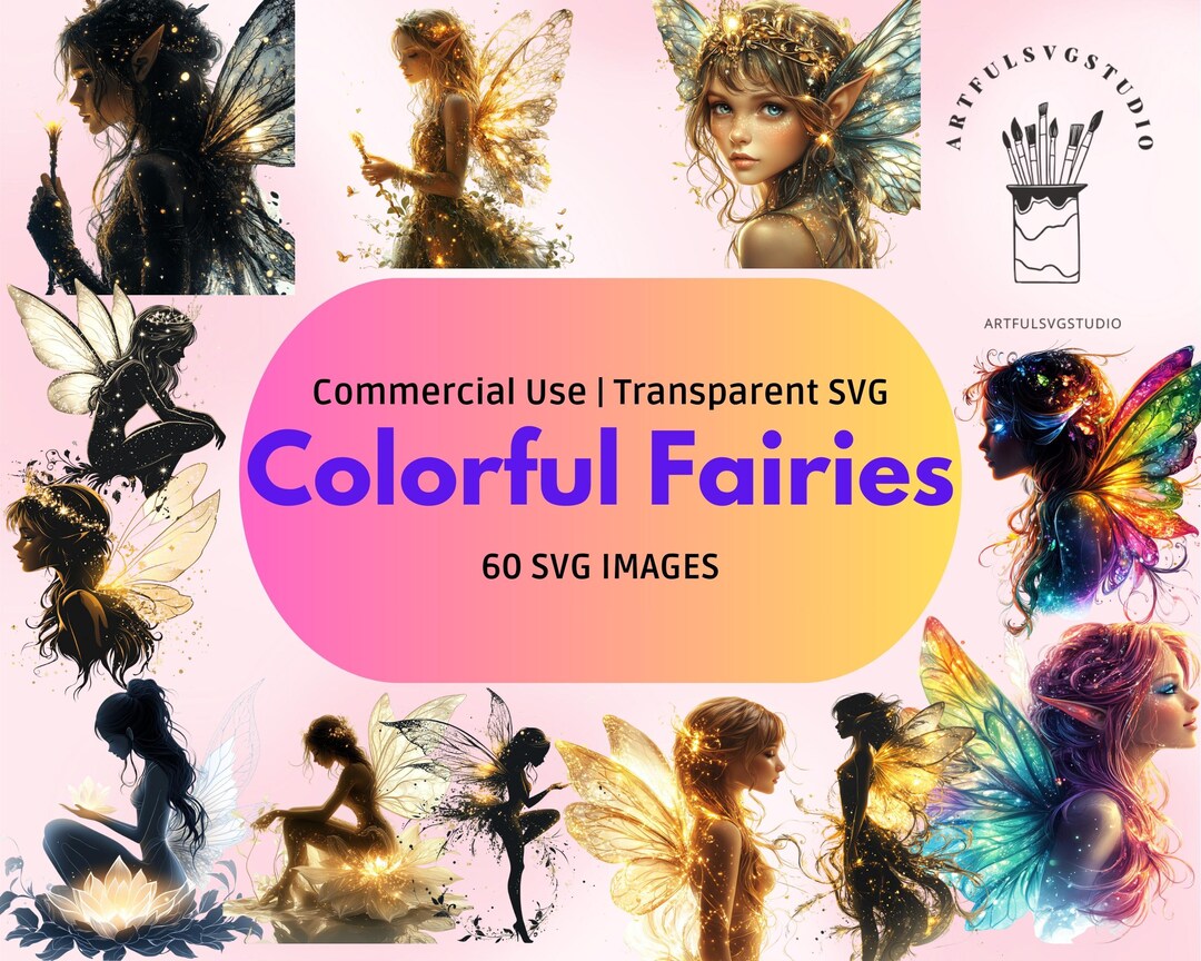 Fairy Designs Svg Bundle, Fantasy Svg, Fairies Clipart, Fairy Clipart ...