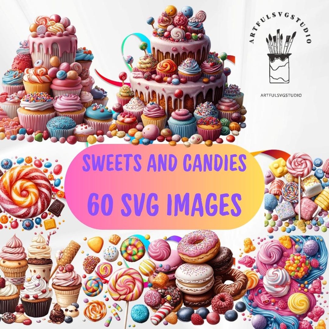 Sweet Svg Bundle, Dessert Svg, Dessert Clipart, Sweets Clipart, Cut ...