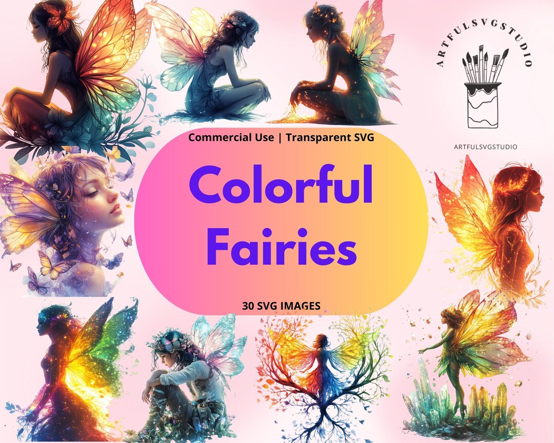 Fairy Designs Svg Bundle, Fantasy Svg, Fairies Clipart, Fairy Clipart ...