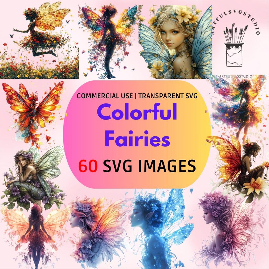Fairy Designs Svg Bundle, Fantasy Svg, Fairies Clipart, Fairy Clipart ...