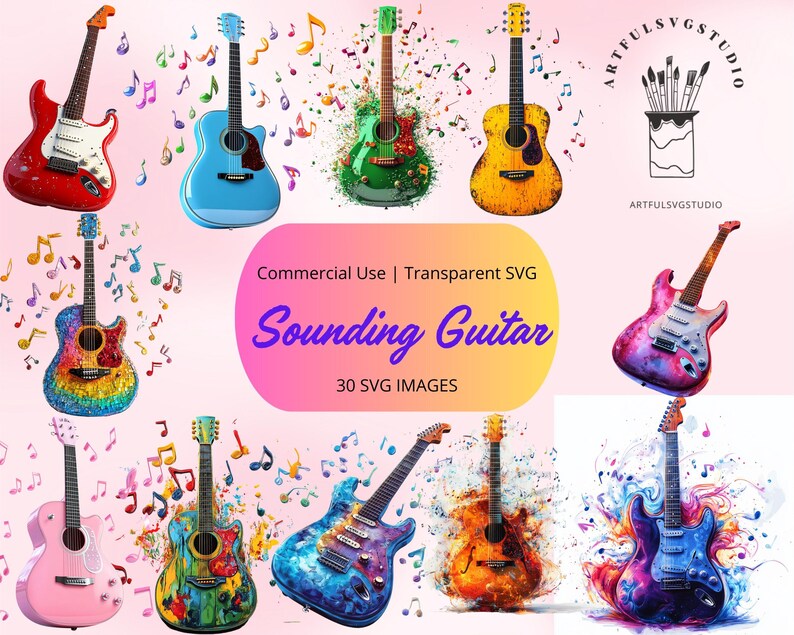 Guitar Design Svg Bundle, Instruments Svg, Guitar Clipart, Instruments ...