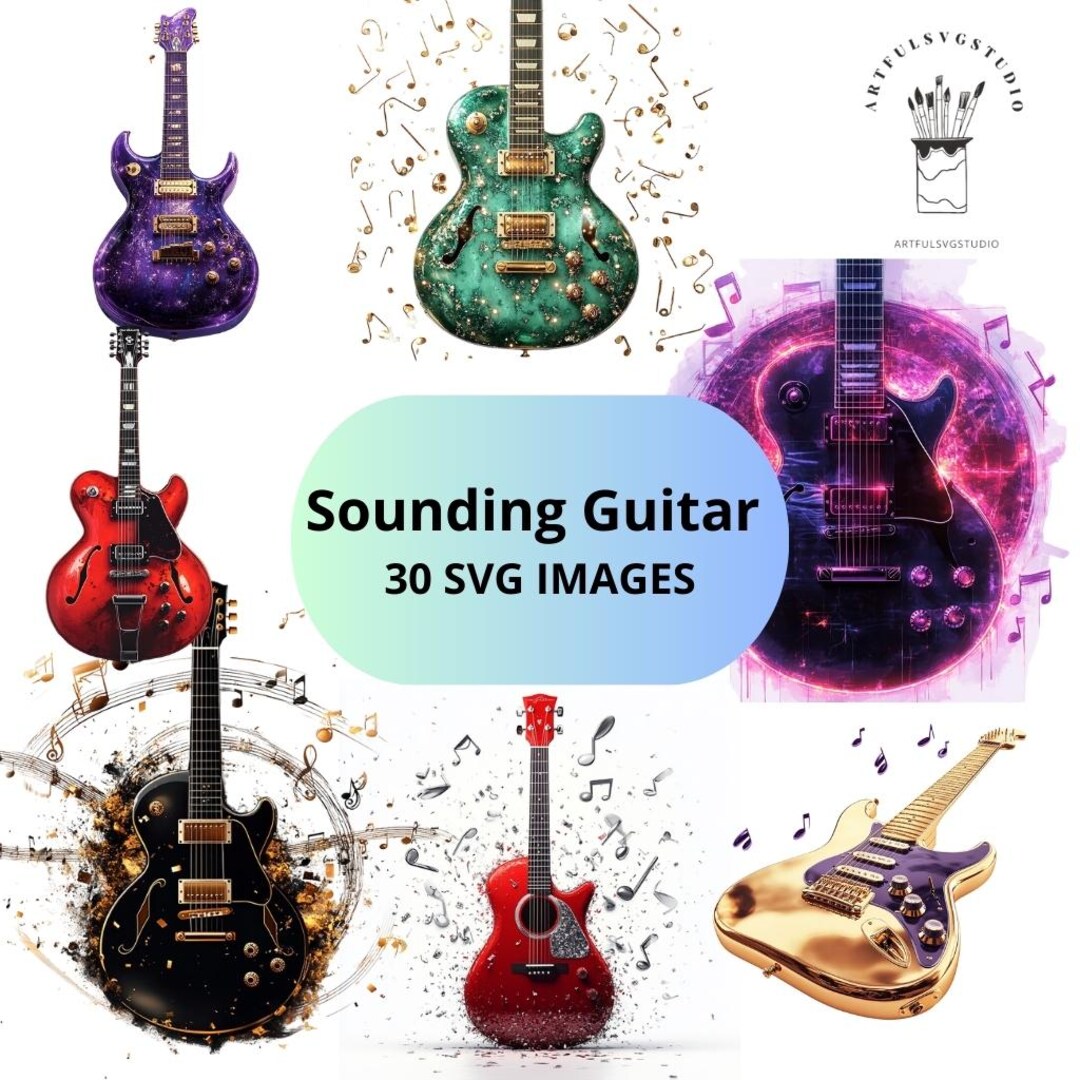 Guitar Design Svg Bundle, Instruments Svg, Guitar Clipart, Instruments ...