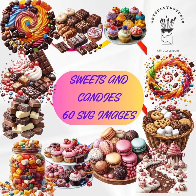 Sweet Svg Bundle, Dessert Svg, Dessert Clipart, Sweets Clipart, Cut ...
