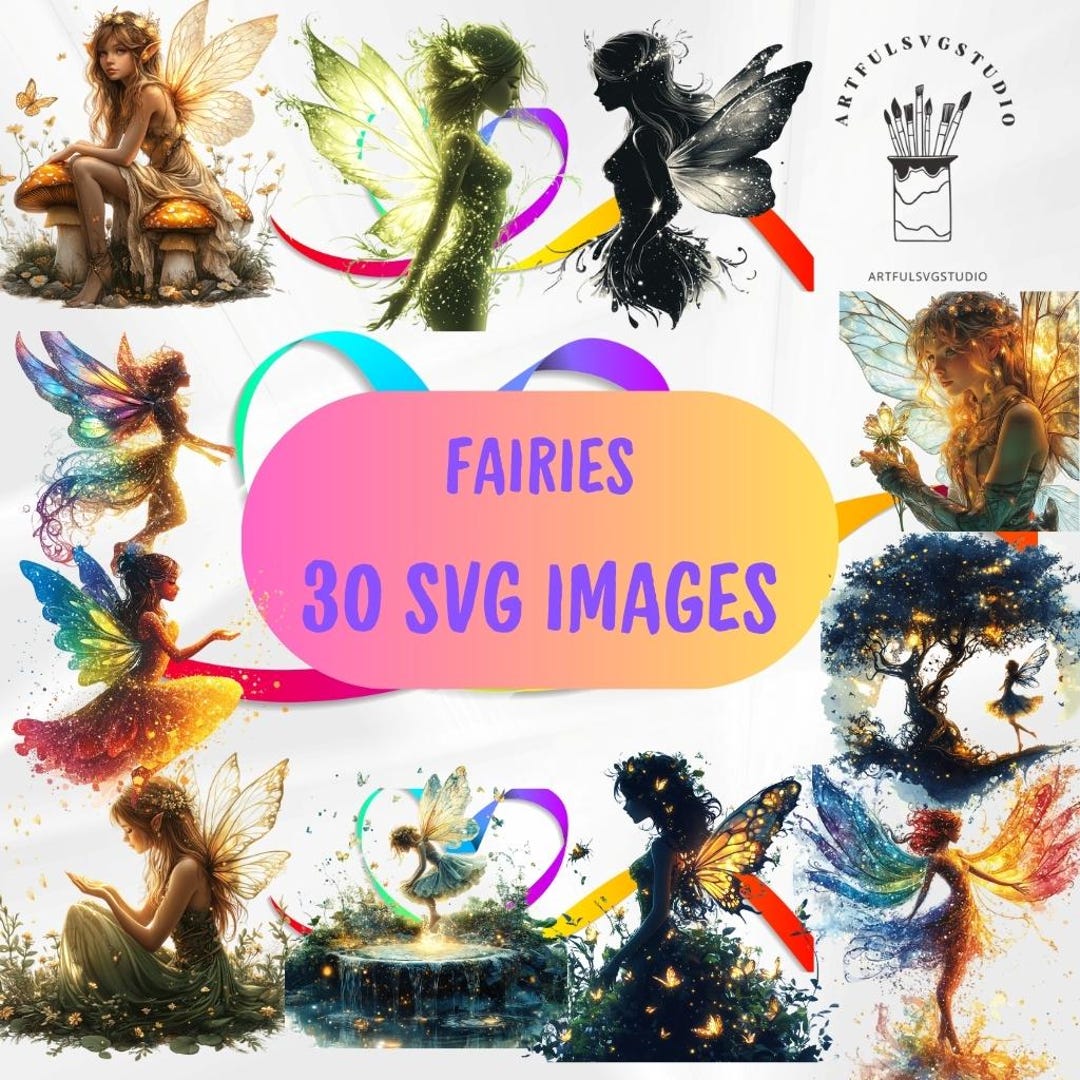 Fairy Designs Svg Bundle, Fantasy Svg, Fairies Clipart, Fairy Clipart ...