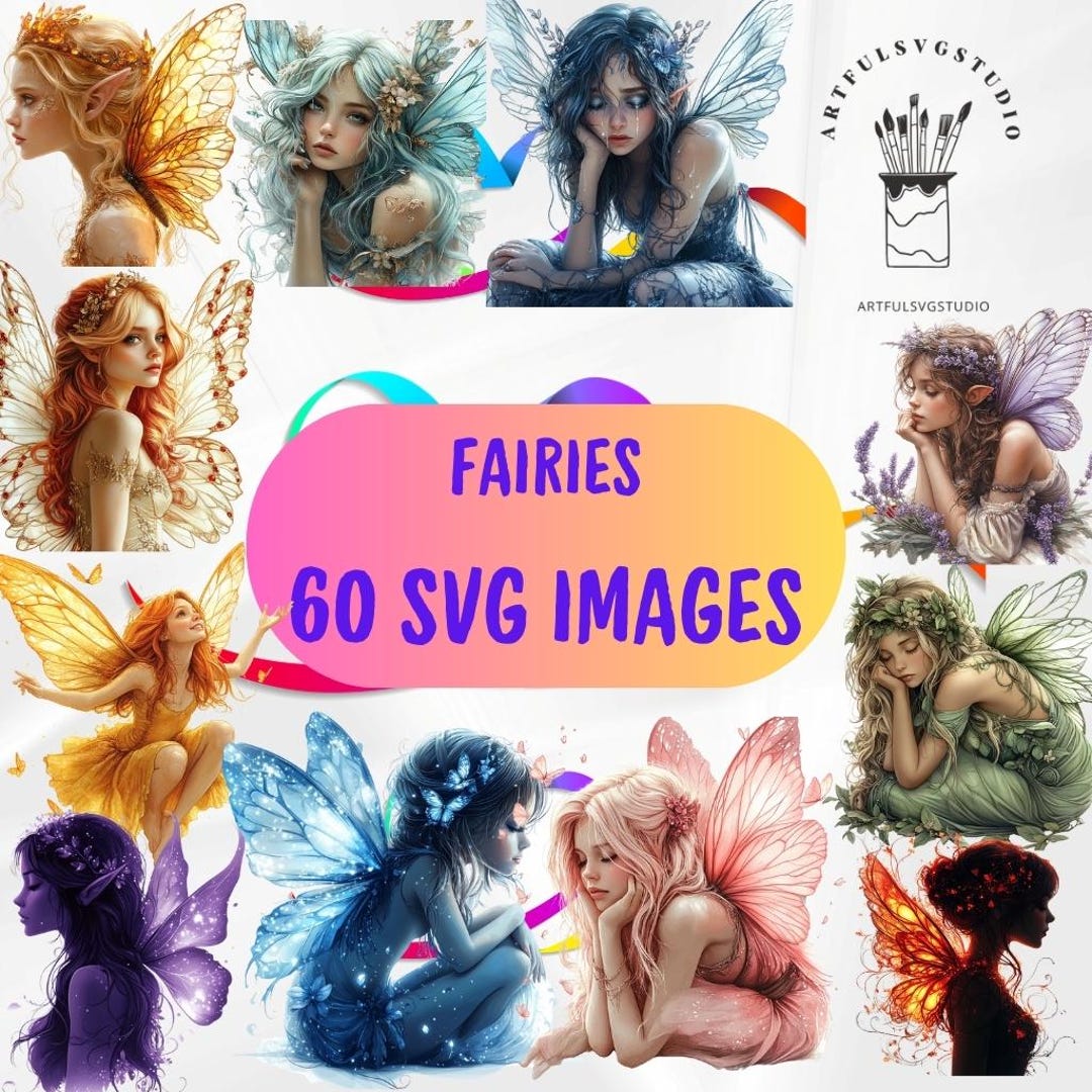 Fairy Designs Svg Bundle, Fantasy Svg, Fairies Clipart, Fairy Clipart ...