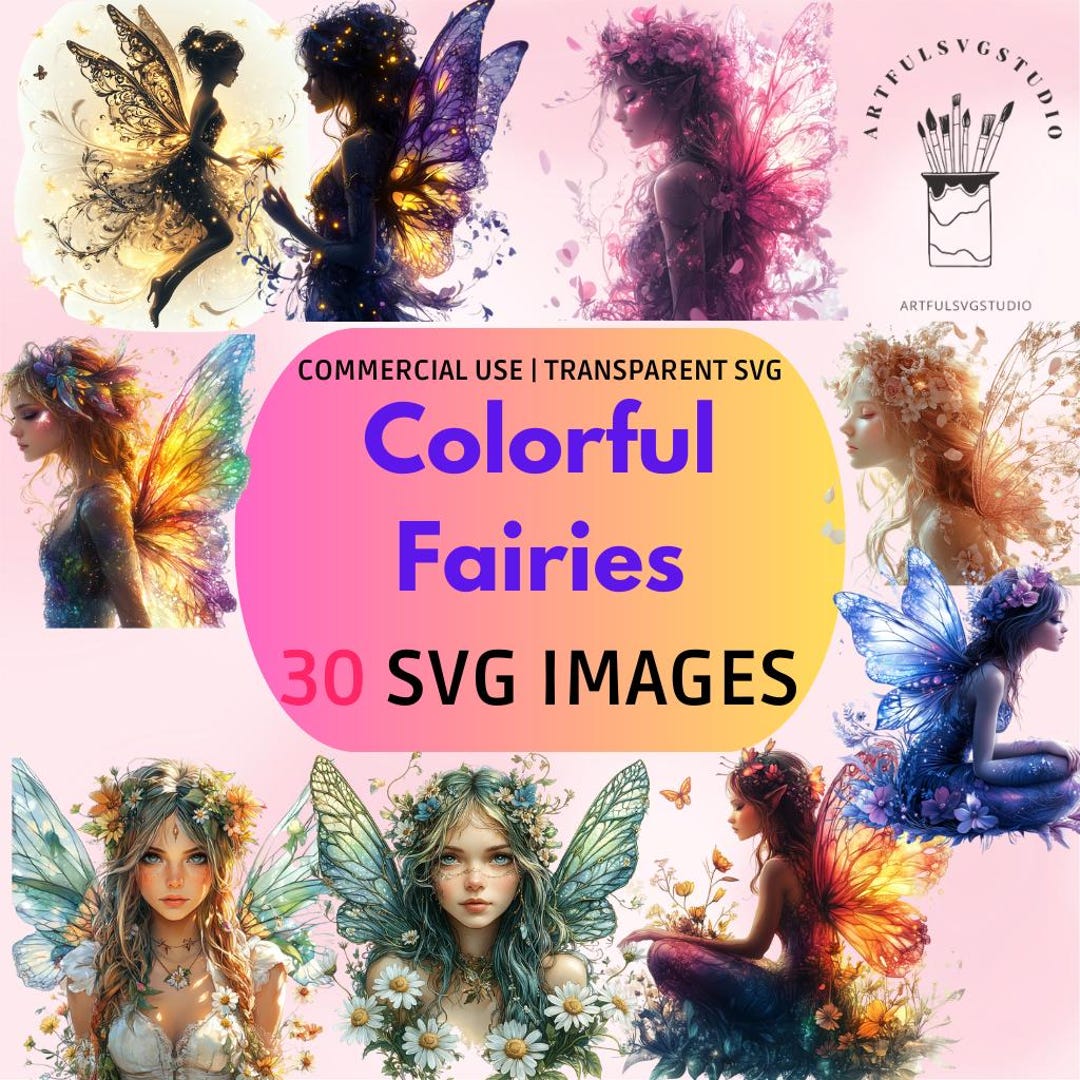 Fairy Designs Svg Bundle, Fantasy Svg, Fairies Clipart, Fairy Clipart ...