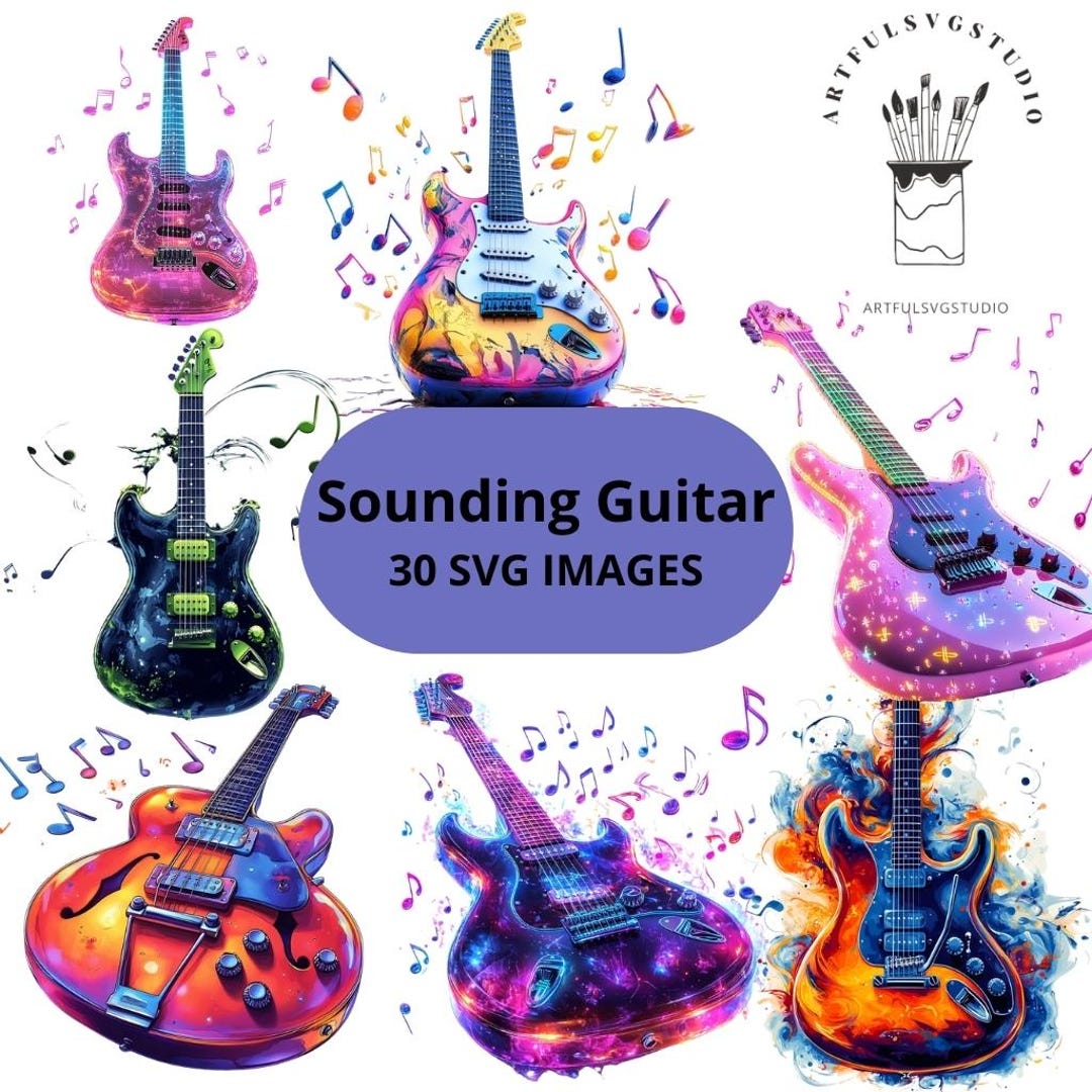 Guitar Design Svg Bundle, Instruments Svg, Guitar Clipart, Instruments ...