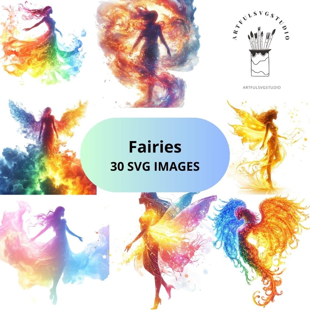 Fairy Designs Svg Bundle, Fantasy Svg, Fairies Clipart, Fairy Clipart ...