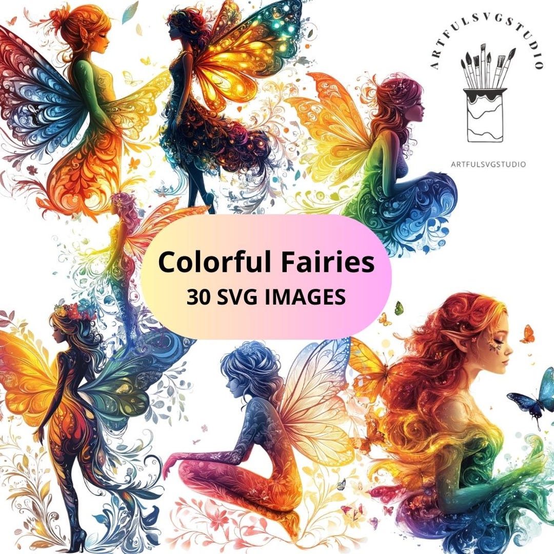 Fairy Designs Svg Bundle, Fantasy Svg, Fairies Clipart, Fairy Clipart ...