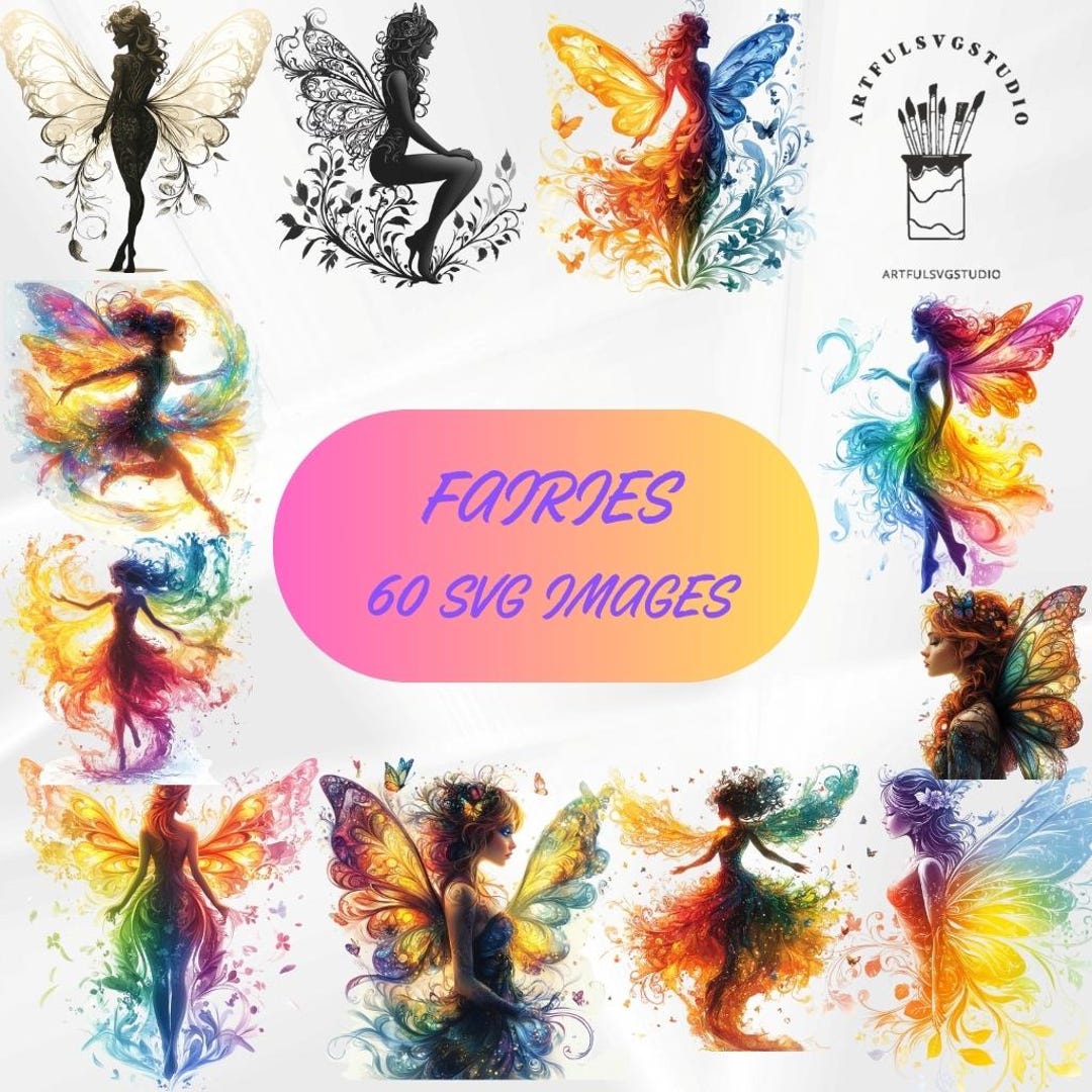 Fairy Designs Svg Bundle, Fantasy Svg, Fairies Clipart, Fairy Clipart ...